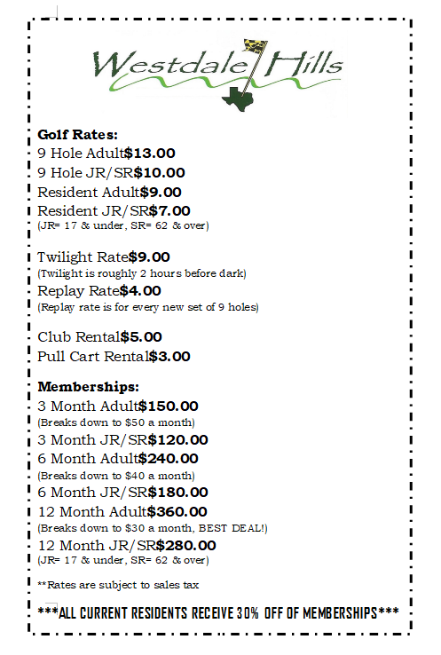 Membership - Westdale Hills Golf Course